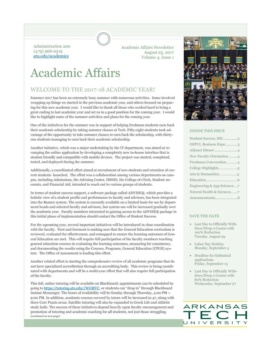 Academic Affairs Newsletter: Volume 4 issue 1 by Arkansas Tech ...