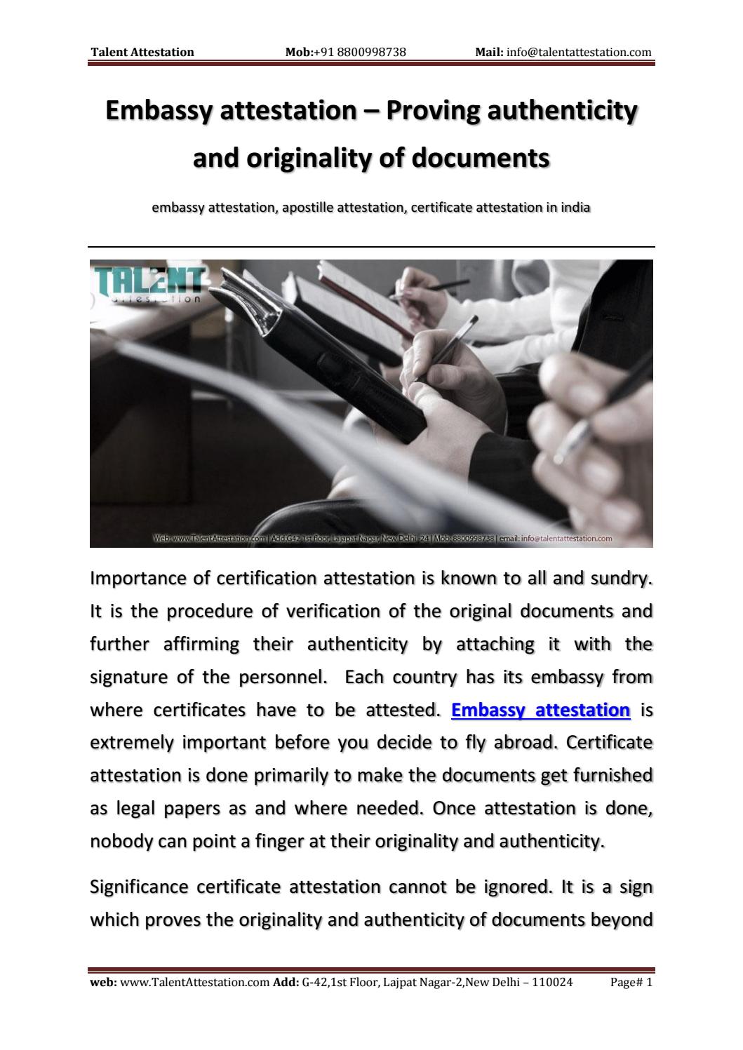 Embassy attestation – Proving authenticity and originality of documents ...