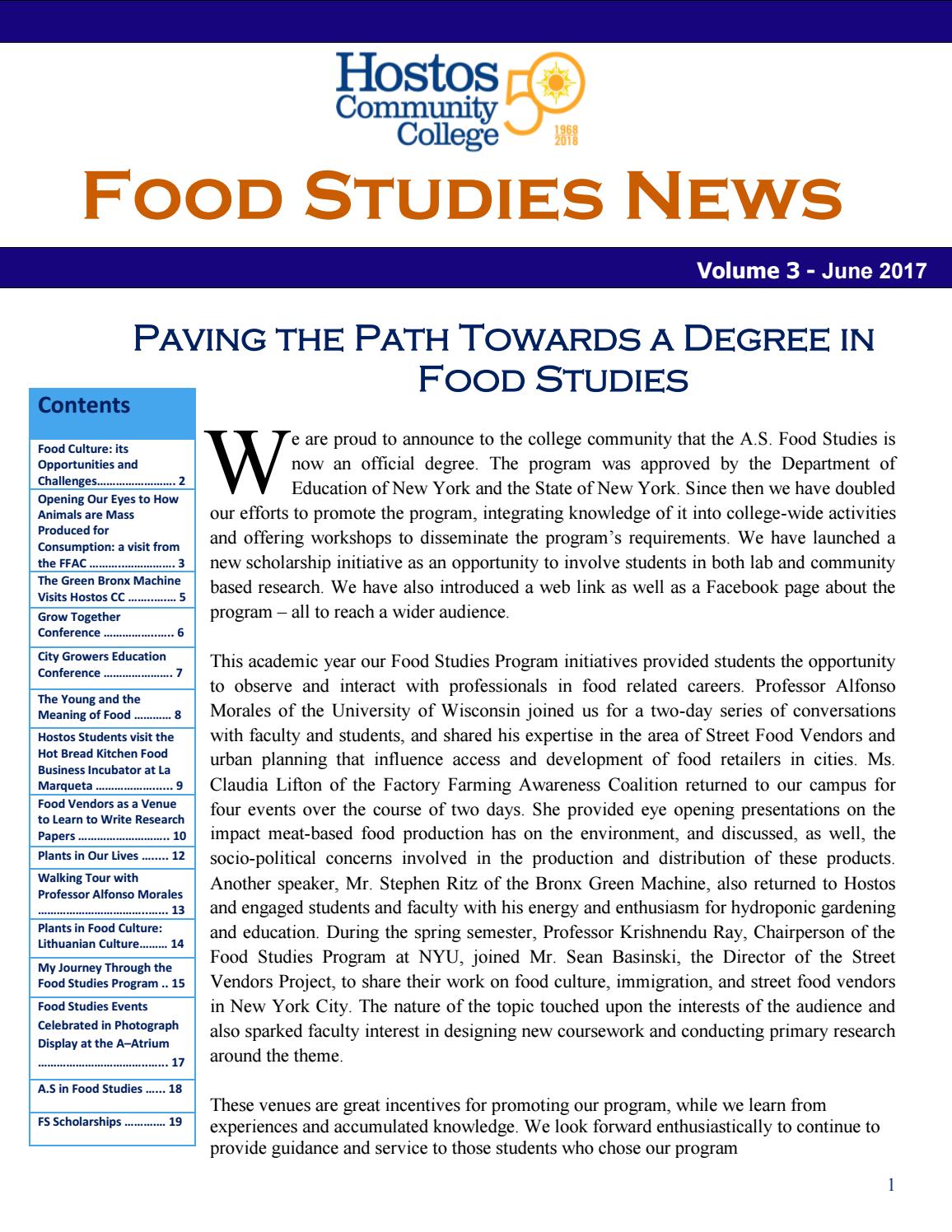 Food Studies Newsletter June 2017 by Hostos Community College - Issuu