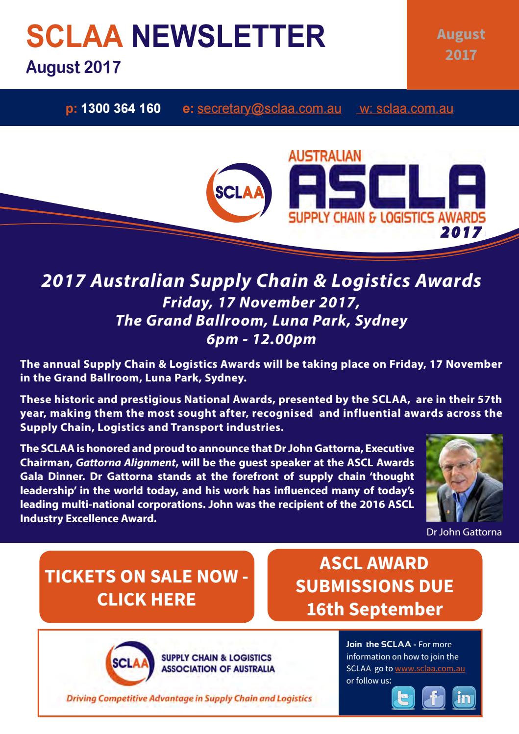 SCLAA Newsletter 17-08 by Supply Chain & Logistics Association of ...
