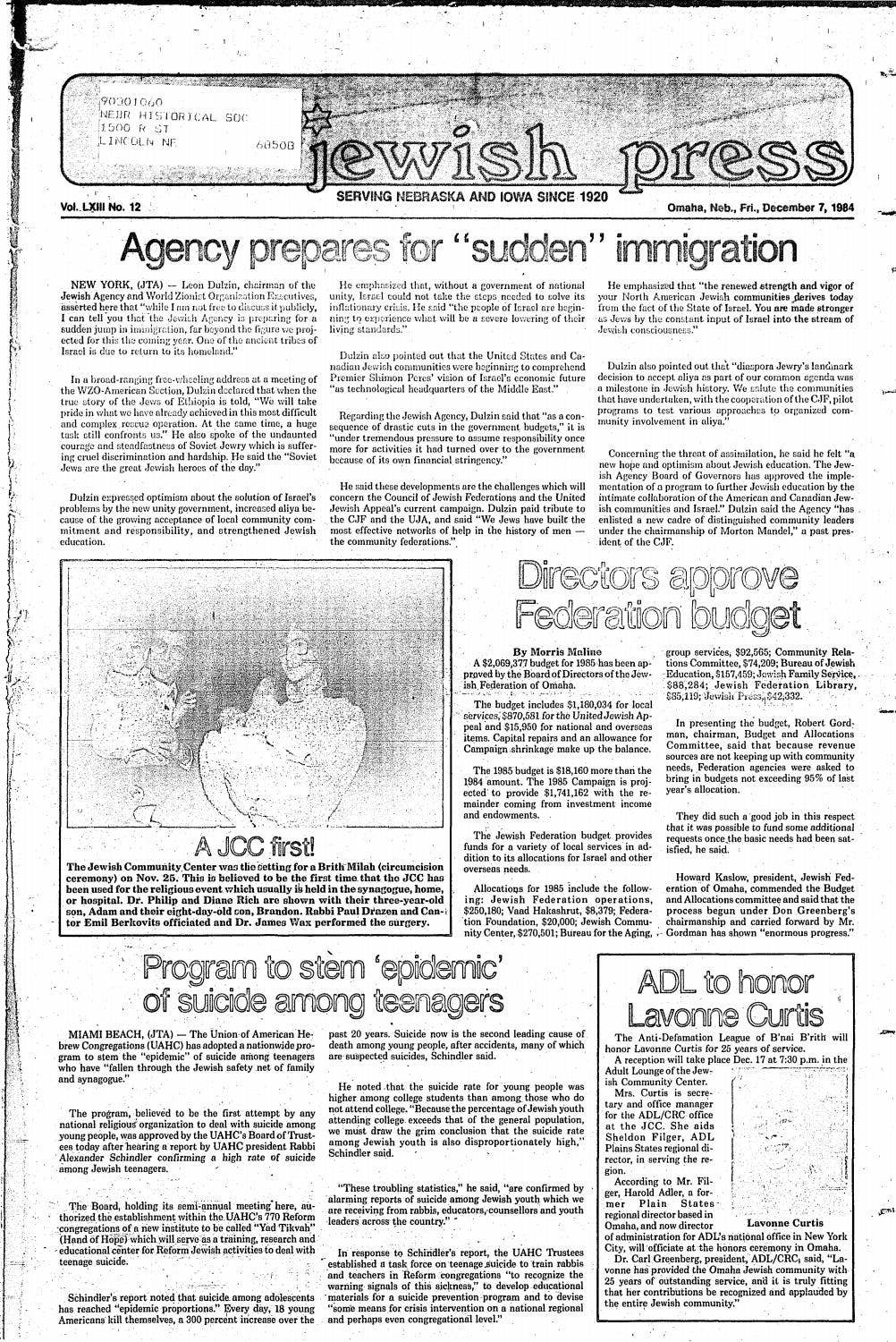 December 7, 1984: Hanukkah Edition by Jewish Press - Issuu