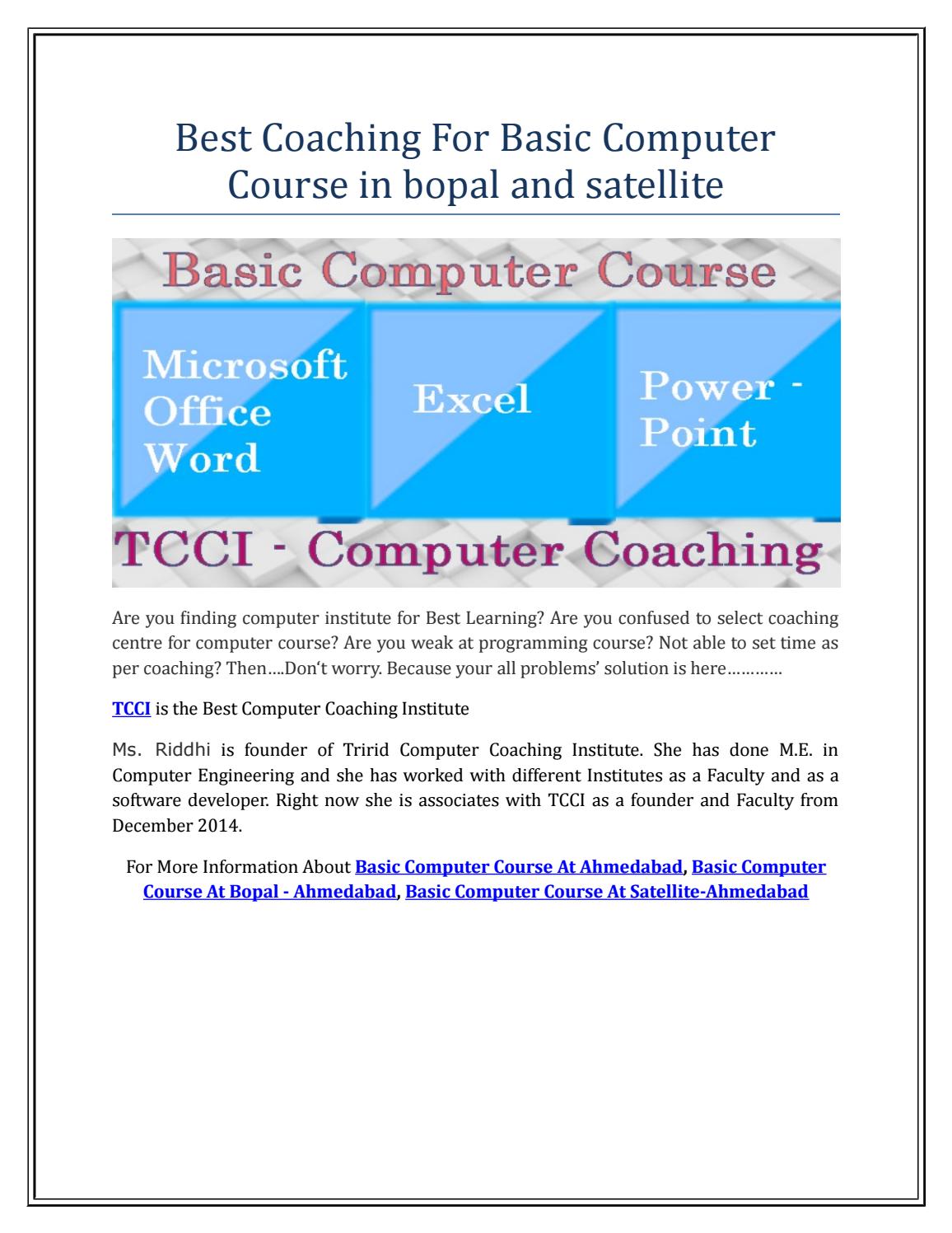 Best coaching for basic computer course in bopal and satellite by ...