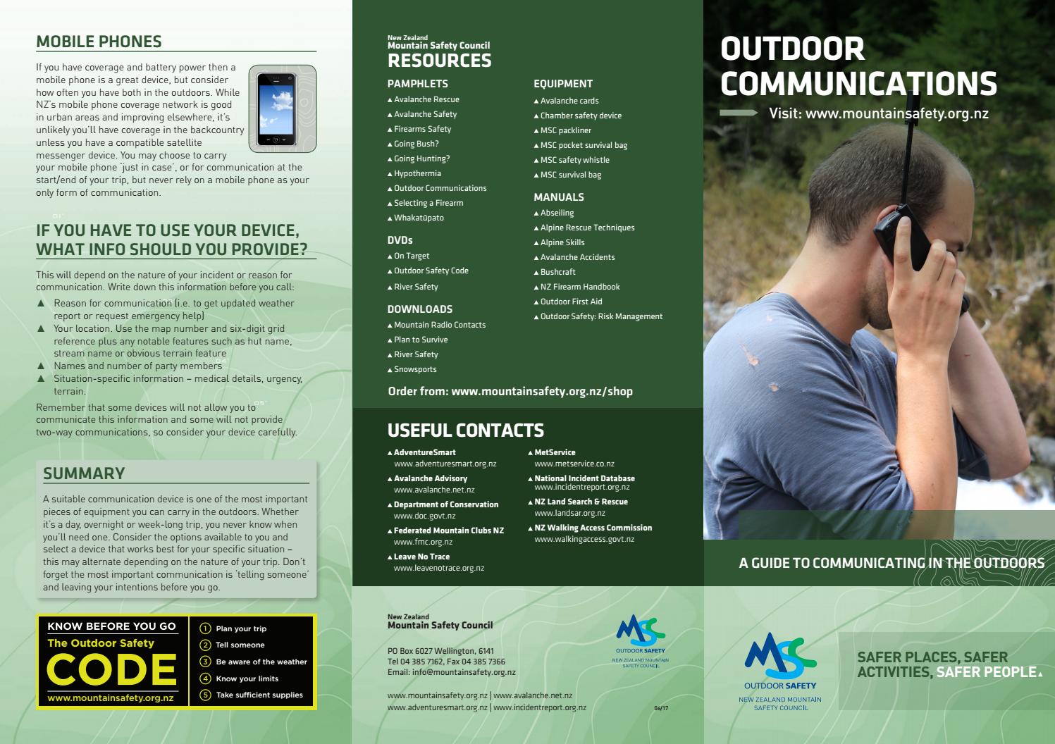 OCP - Outdoor Communications Pamphlet by New Zealand Mountain Safety ...
