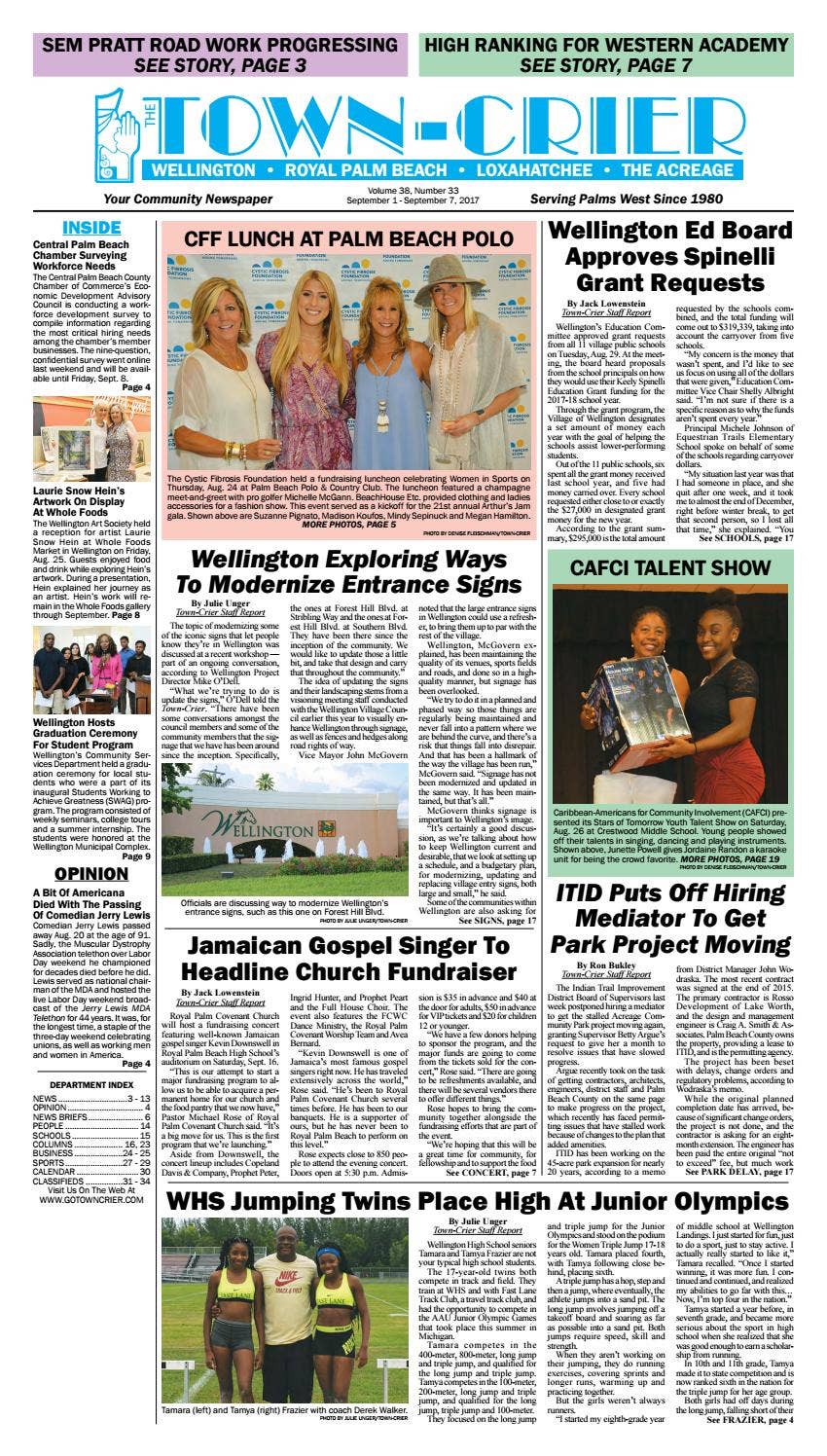 Town-Crier Newspaper September 1, 2017 by Wellington The Magazine LLC ...