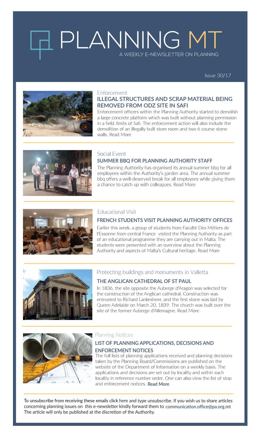 Planning MT Newsletter 30/17 by Planning Authority - Issuu