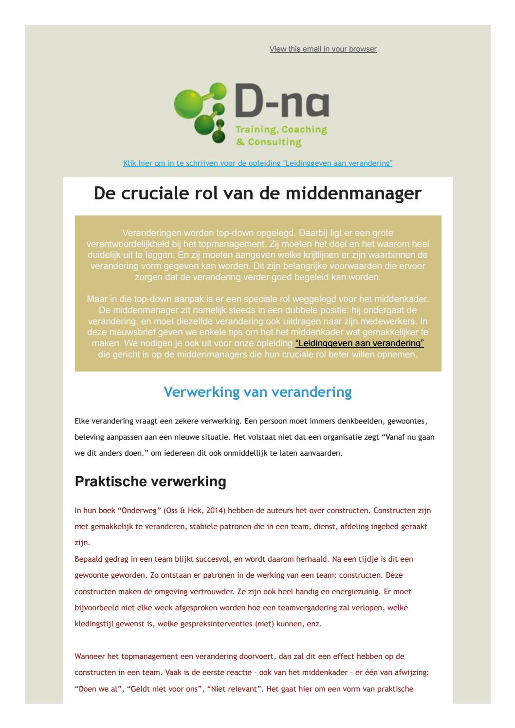 De cruciale rol van de middenmanager by D-na - Issuu