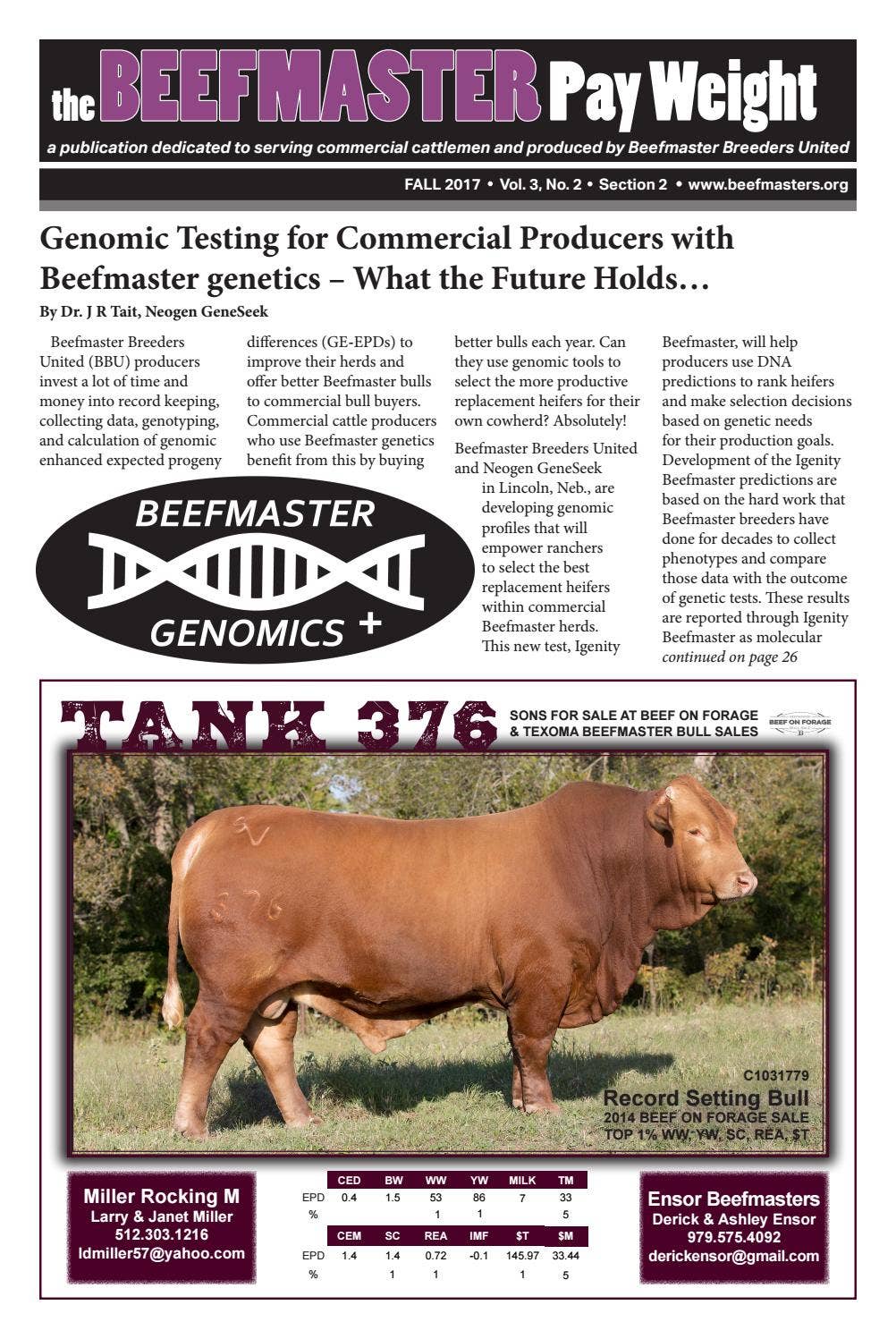 The Beefmaster Pay Weight - Fall 2017 by Beefmaster Breeders United - Issuu