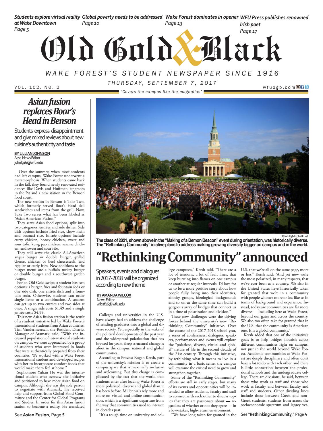 9/7 issue by Old Gold & Black - Issuu