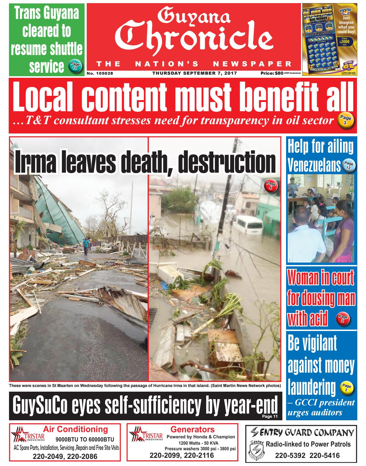 Guyana chronicle e paper 09 07 2017 by Guyana Chronicle - Issuu