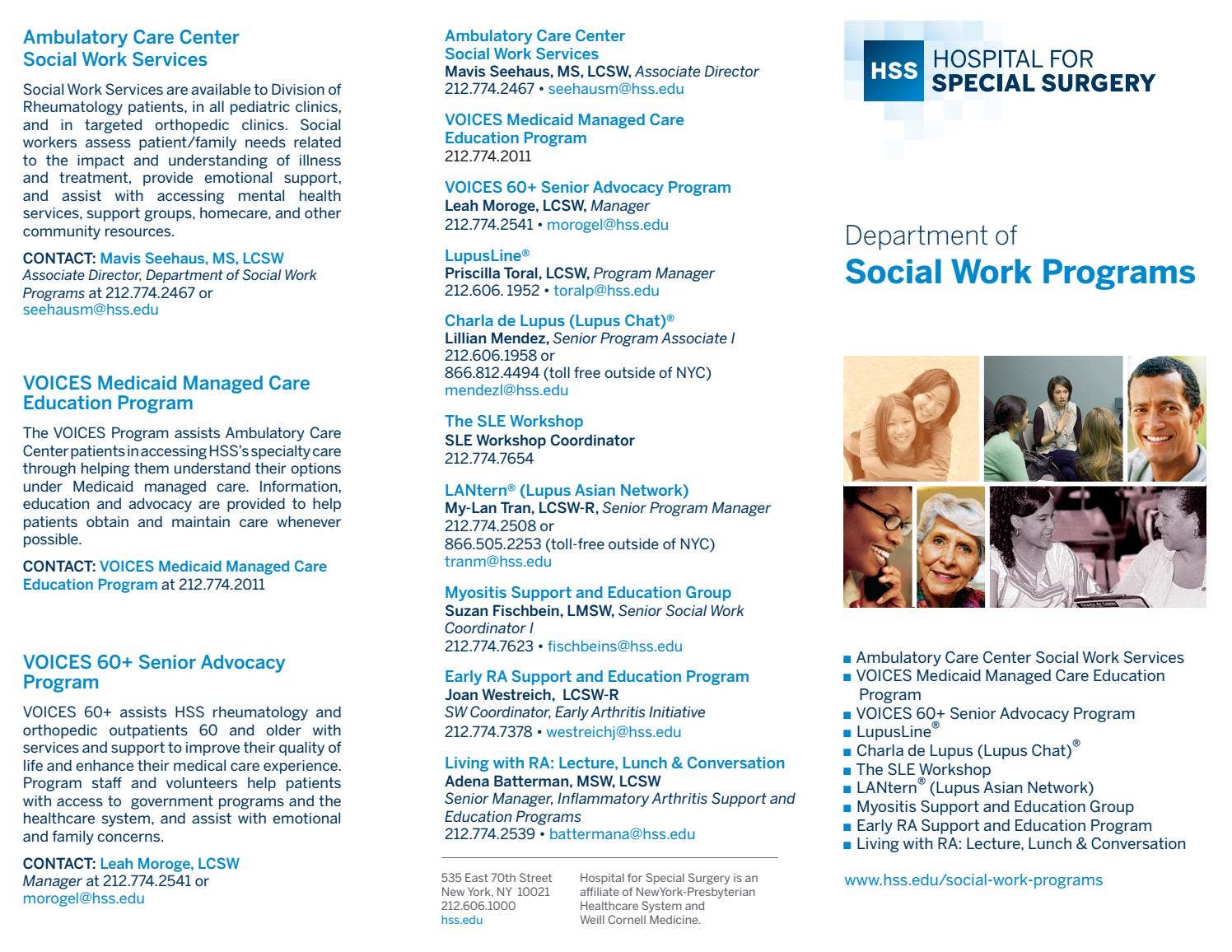Social Work Brochure Aug 2017 by Hospital for Special Surgery - Issuu