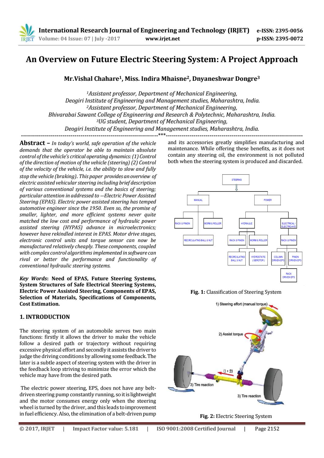 An Overview on Future Electric Steering System: A Project Approach by ...