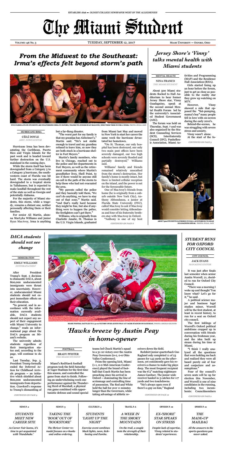 September 12, 2017 | The Miami Student by The Miami Student - Issuu