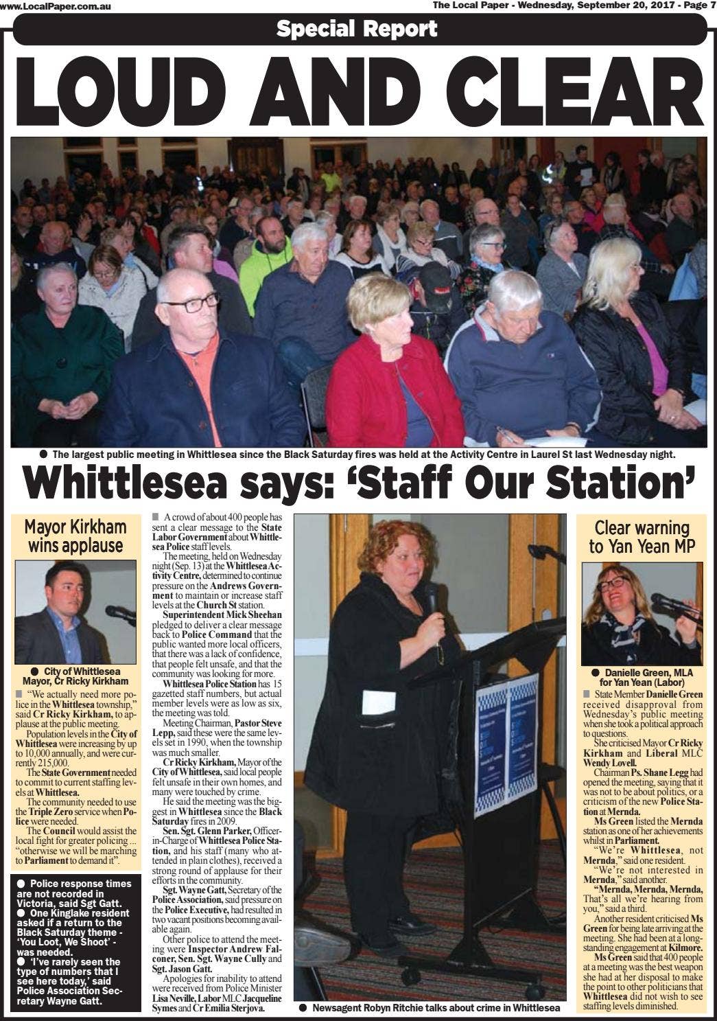 The Local Paper. Whittlesea Meeting. Preview - September 20, 2017 by ...