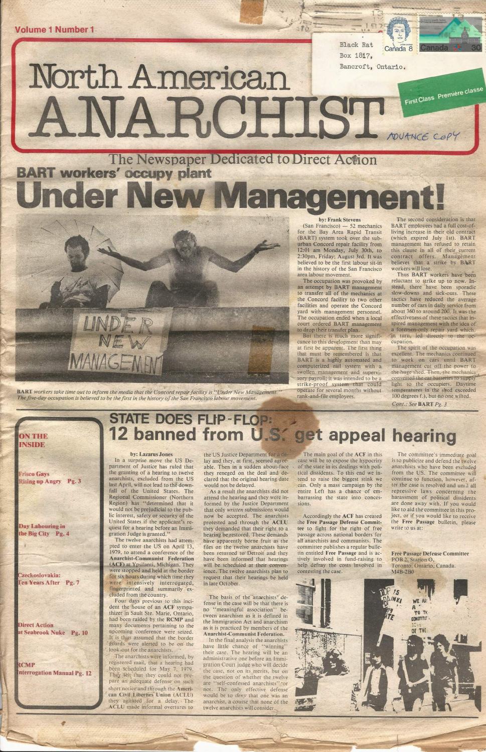 North American Anarchist, Vol. 1, No. 1, October / November 1979 by Arm ...