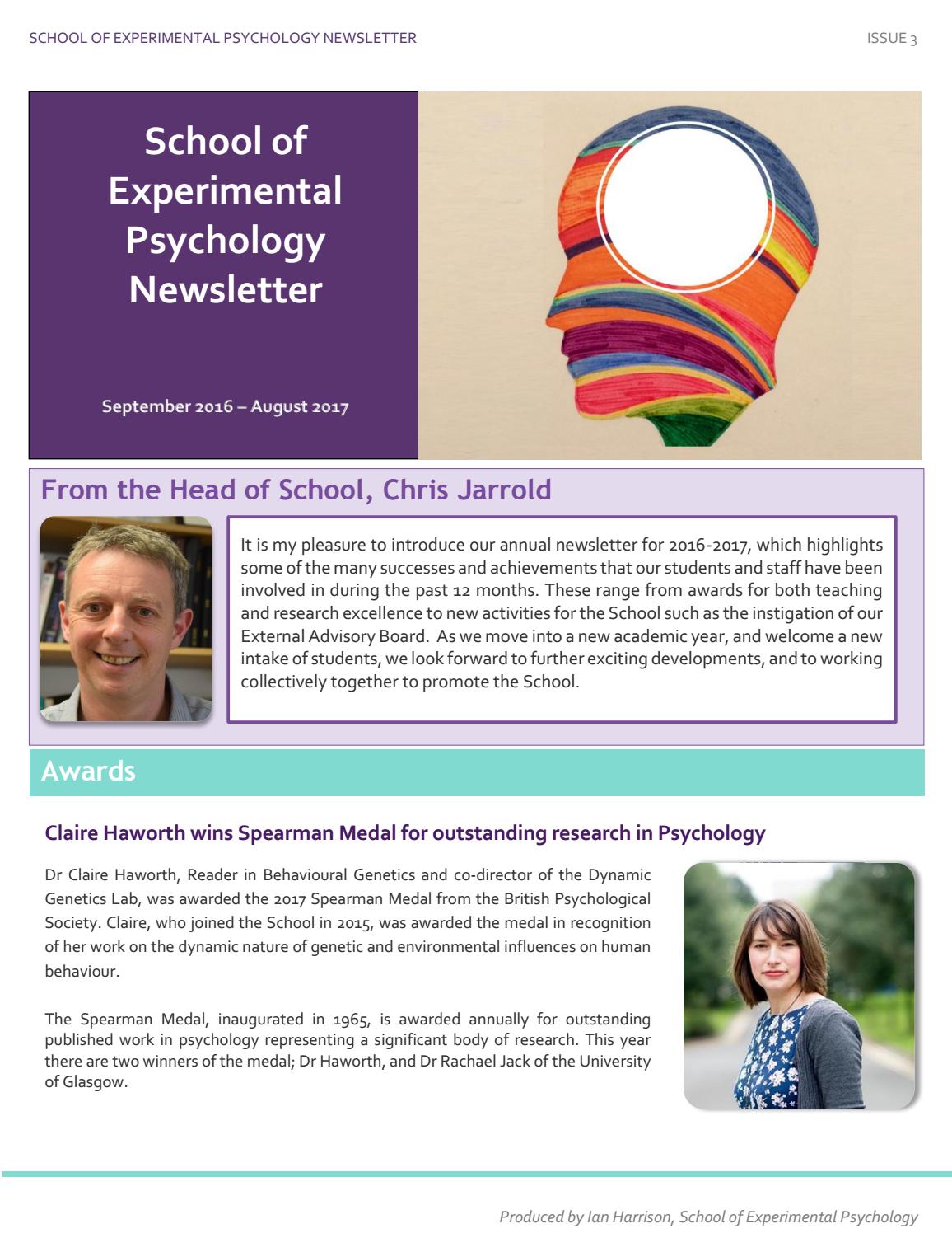 Experimental Psychology Newsletter 2017 by Experimental Psychology - Issuu