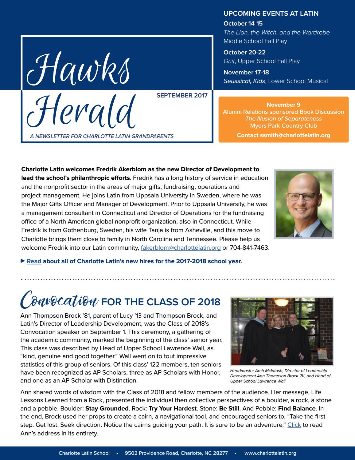 Hawks Herald Grandparents September 2017 Issue by Charlotte Latin ...