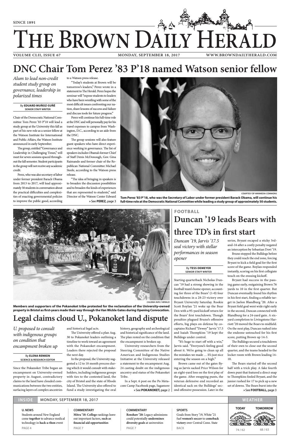 Monday, September 18, 2017 by The Brown Daily Herald - Issuu
