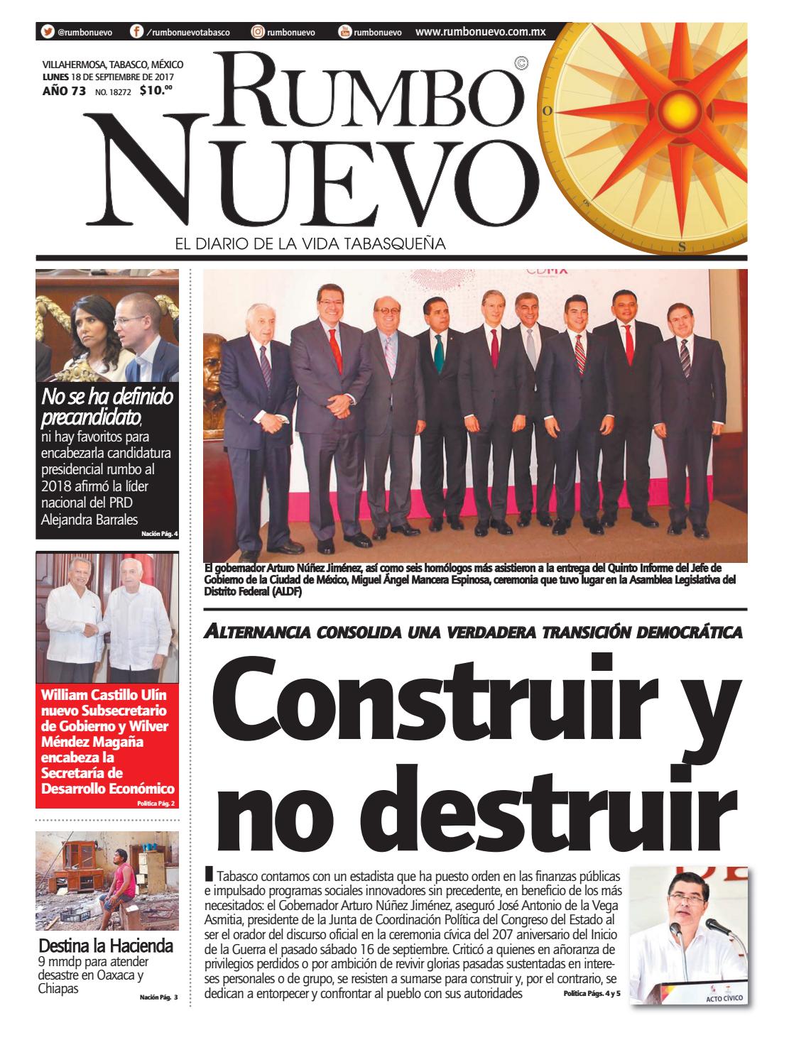 Rumbo Nuevo. Lunes 18 de septiembre de 2017 by Grupo Rumbo Nuevo - Issuu