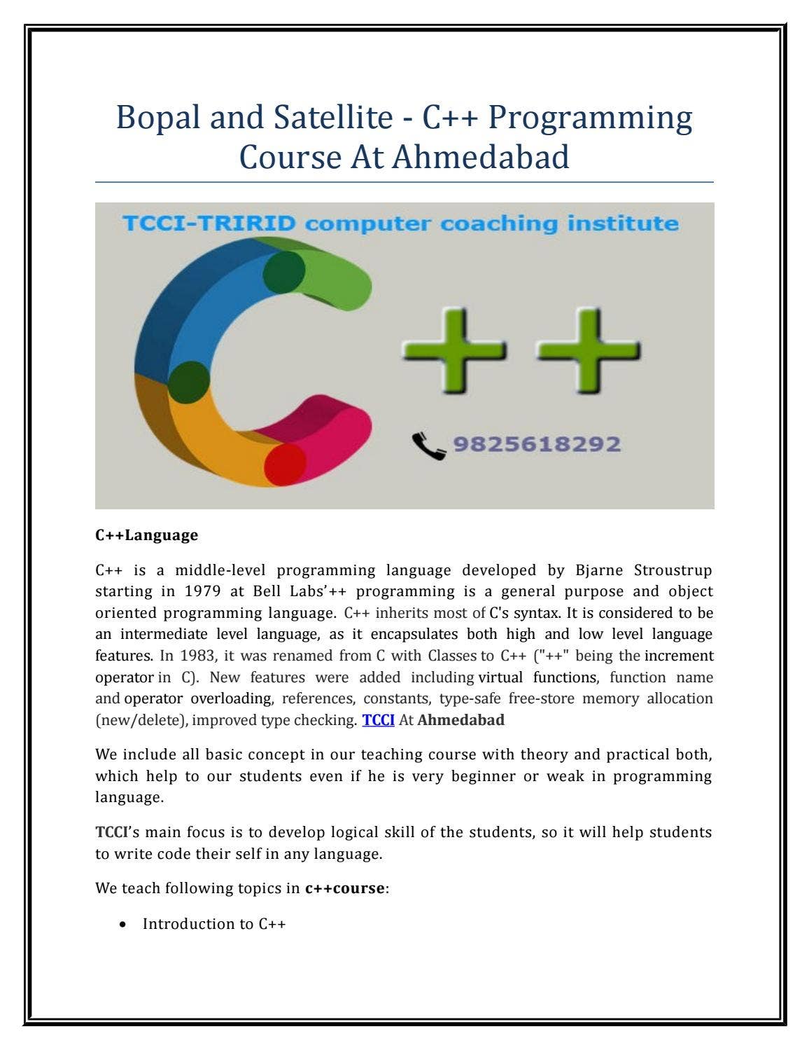 Bopal and satellite c programming course at ahmedabad by Rosario Riley ...