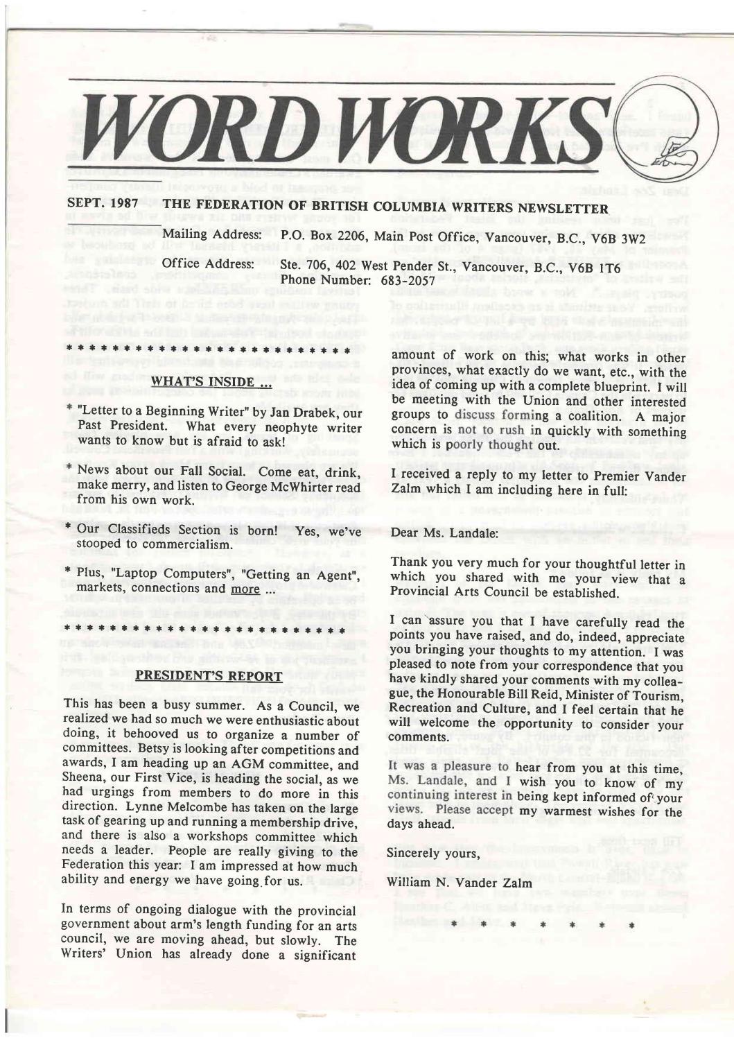 WordWorks Fall 1987 by WordWorks Magazine, 1982-2012 - Issuu