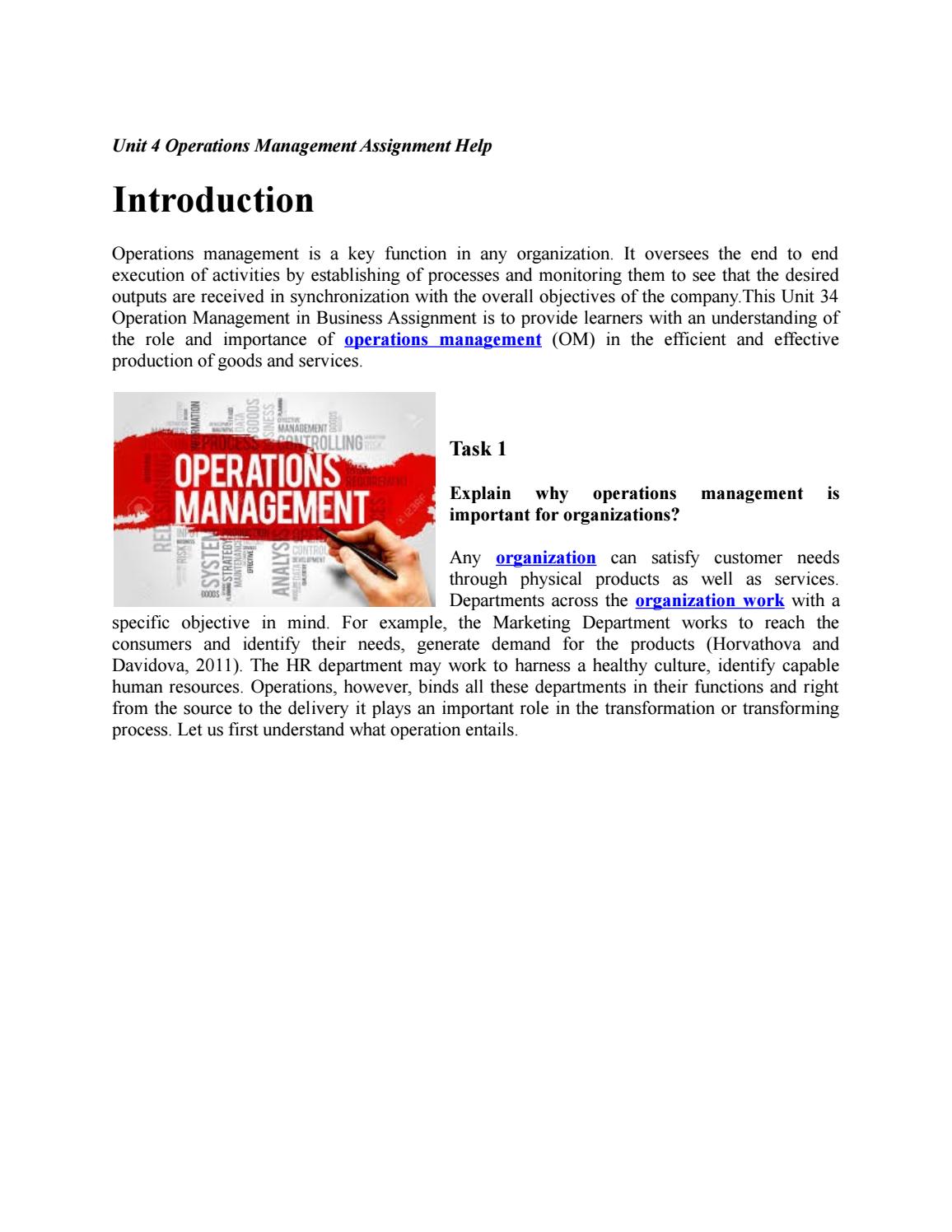 Unit 18 Facilities Operations Management Assignment Brief