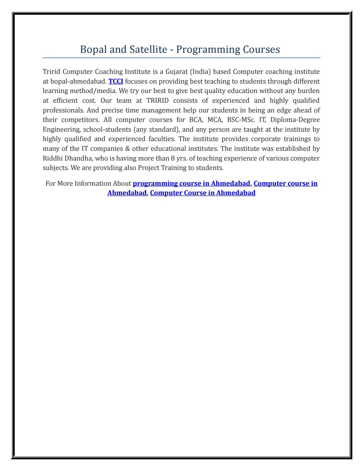 Bopal and satellite programming courses by Rosario Riley - Issuu