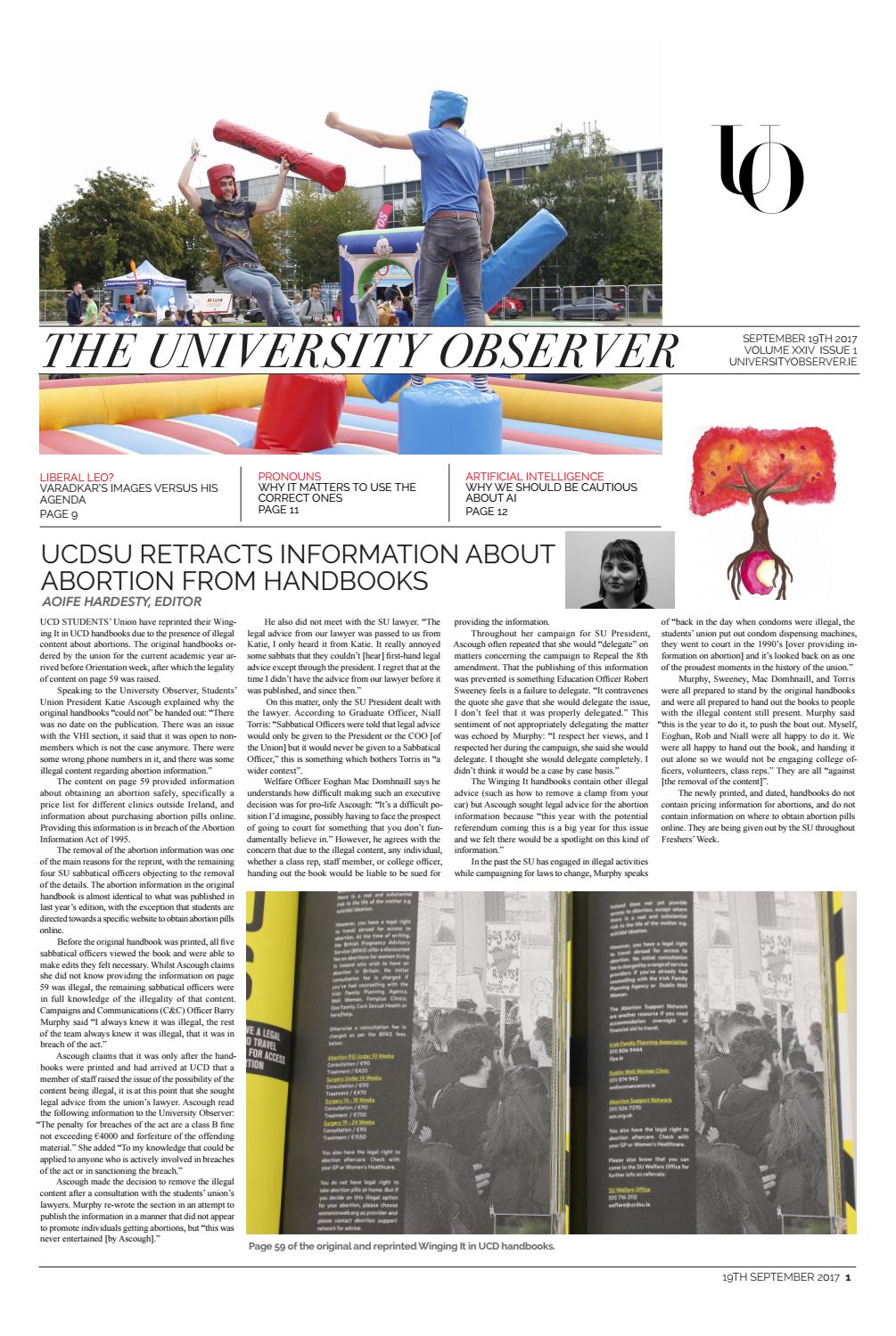 Vol. XXIV University Observer - Issue 1 by The University Observer - Issuu