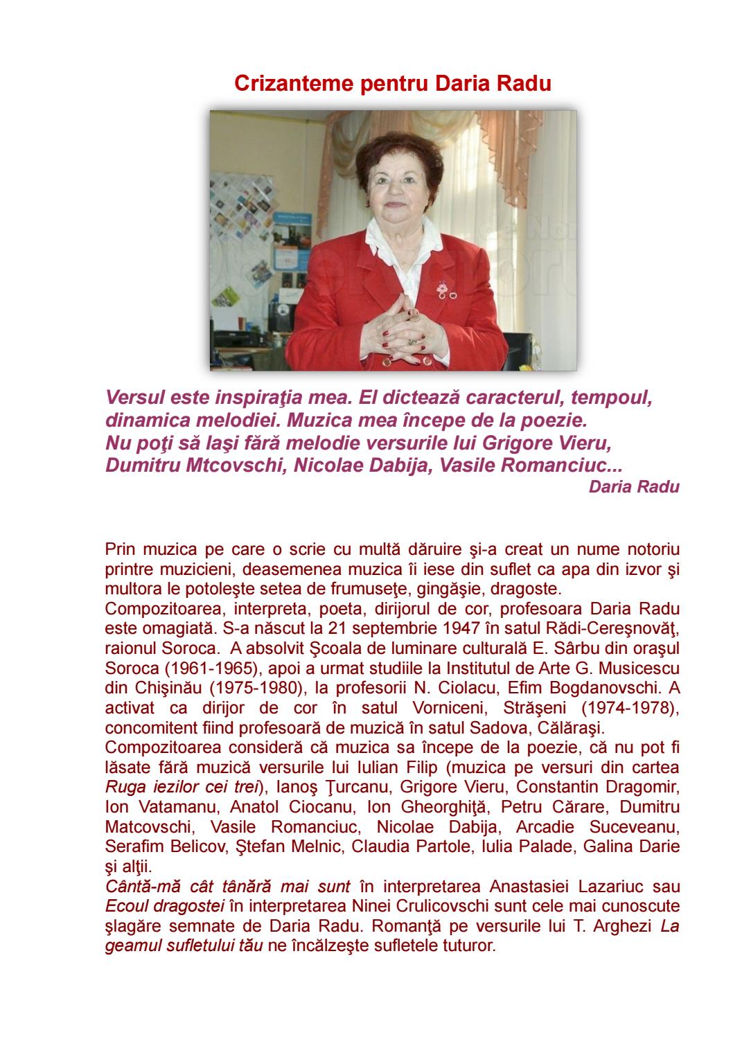 Crizanteme pentru Daria Radu by Biblioteca Transilvania - Issuu