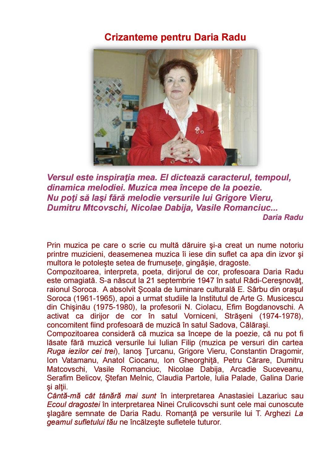 Crizanteme pentru Daria Radu by Biblioteca Transilvania - Issuu