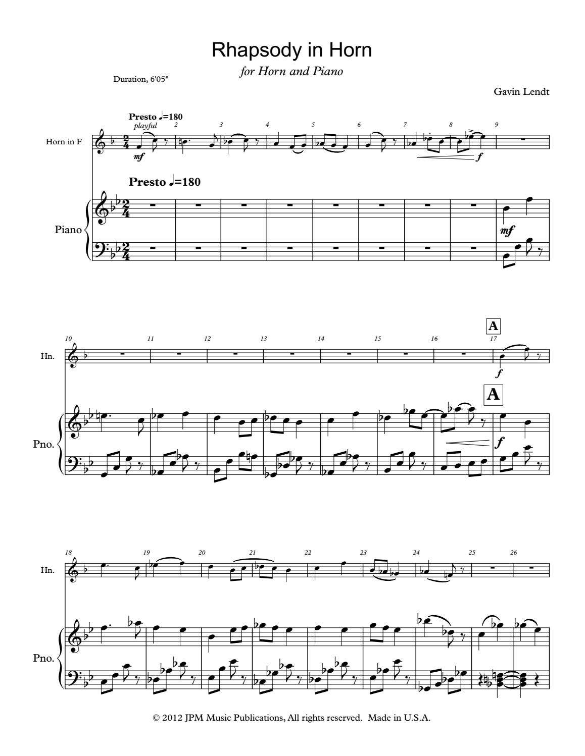 Rhapsody in Horn by Gavin Lendt - Issuu