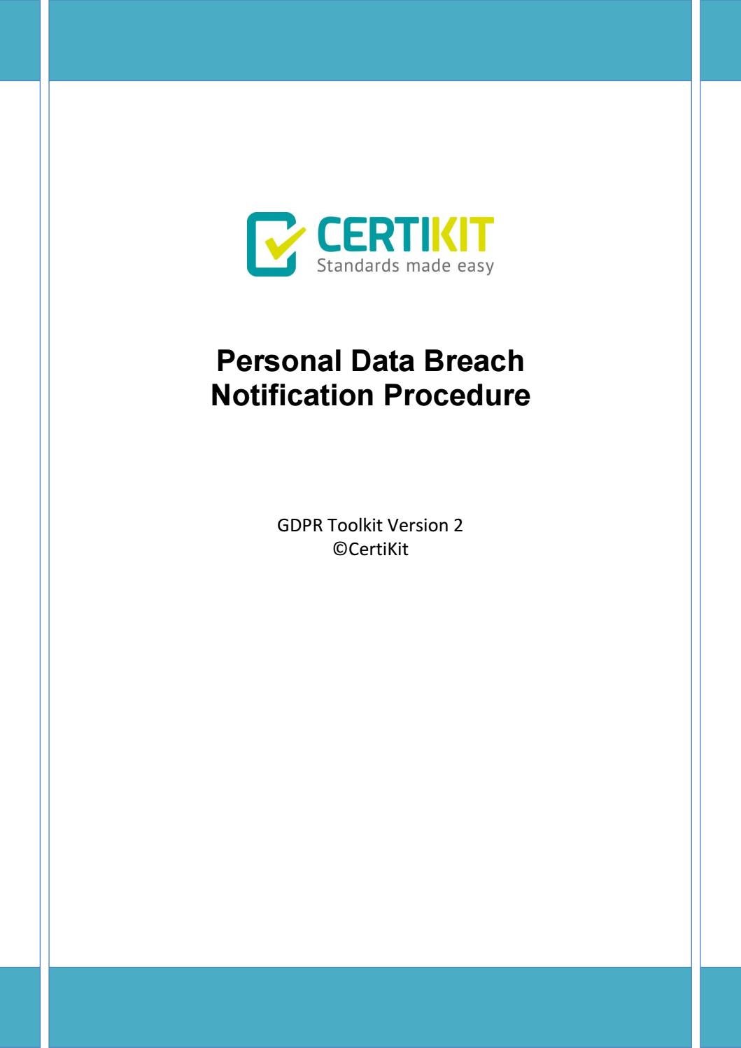 Gdpr doc 18 personal data breach notification procedure by CertiKit ...