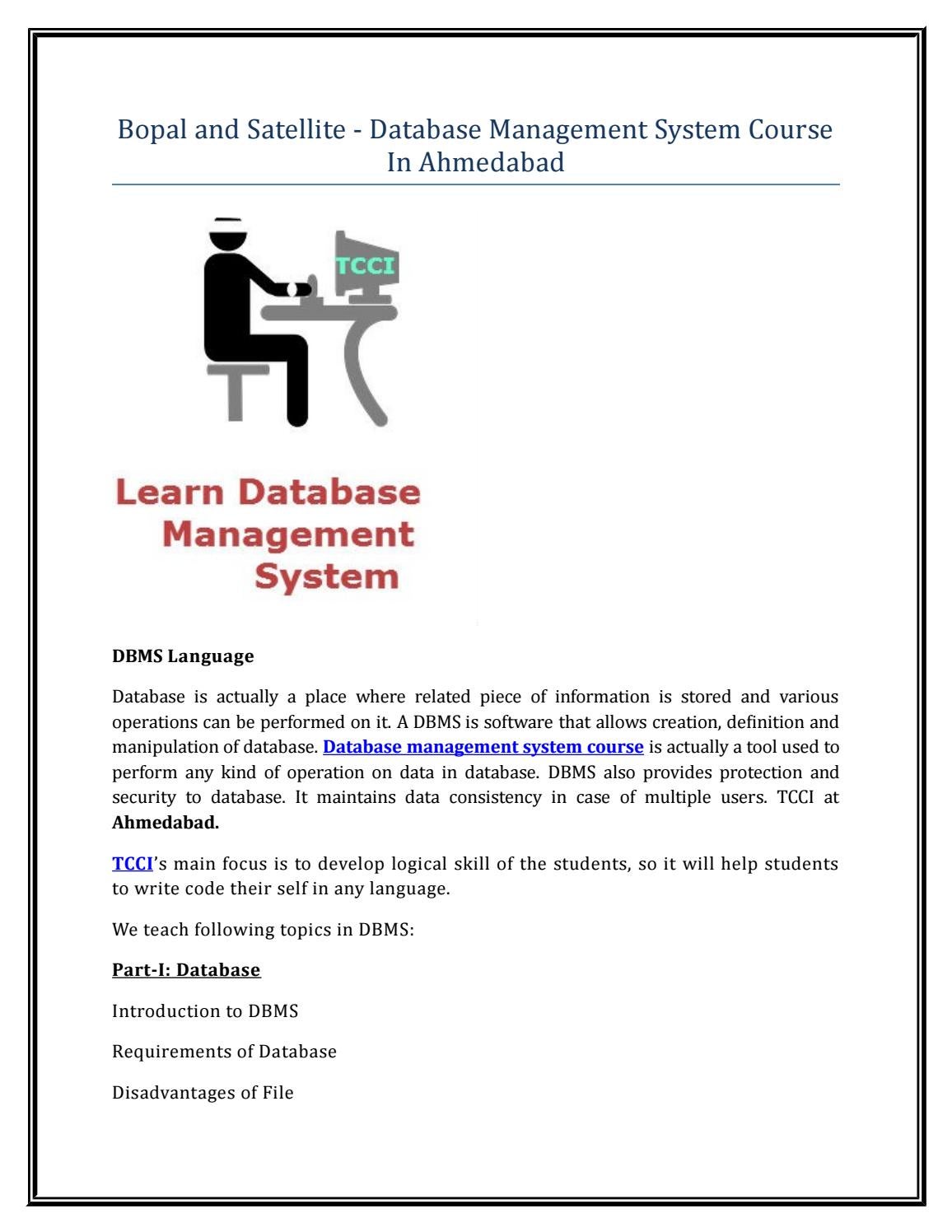 Bopal and satellite database management system course in ahmedabad by ...