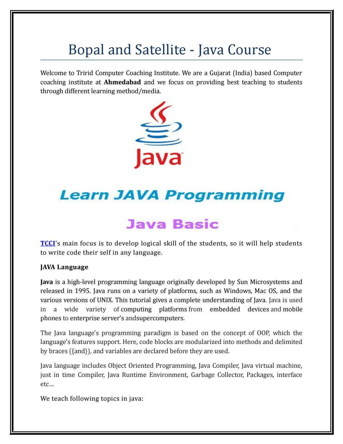 Bopal and satellite java course by Rosario Riley - Issuu