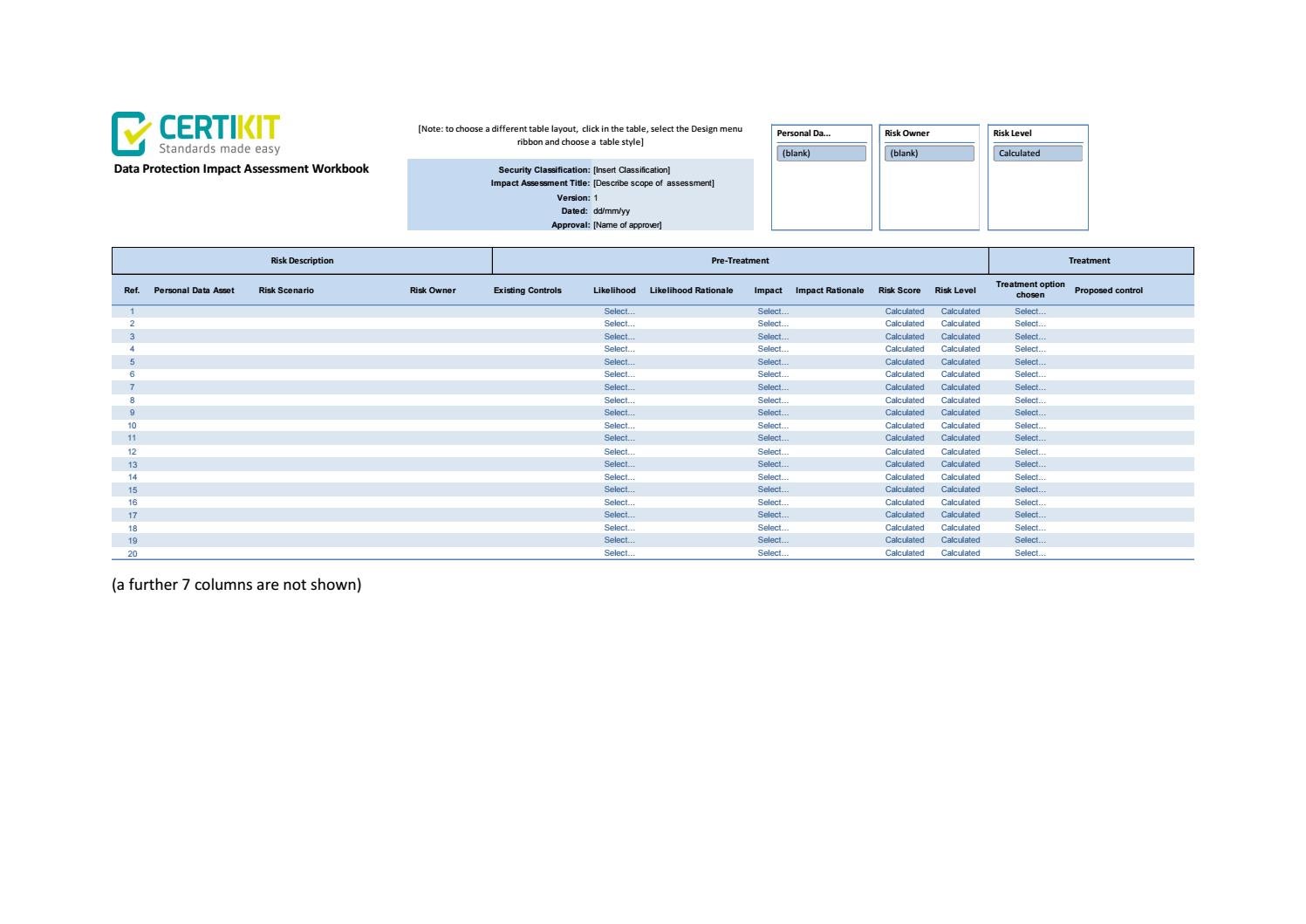 Gdpr form 02 data protection impact assessment workbook by CertiKit ...