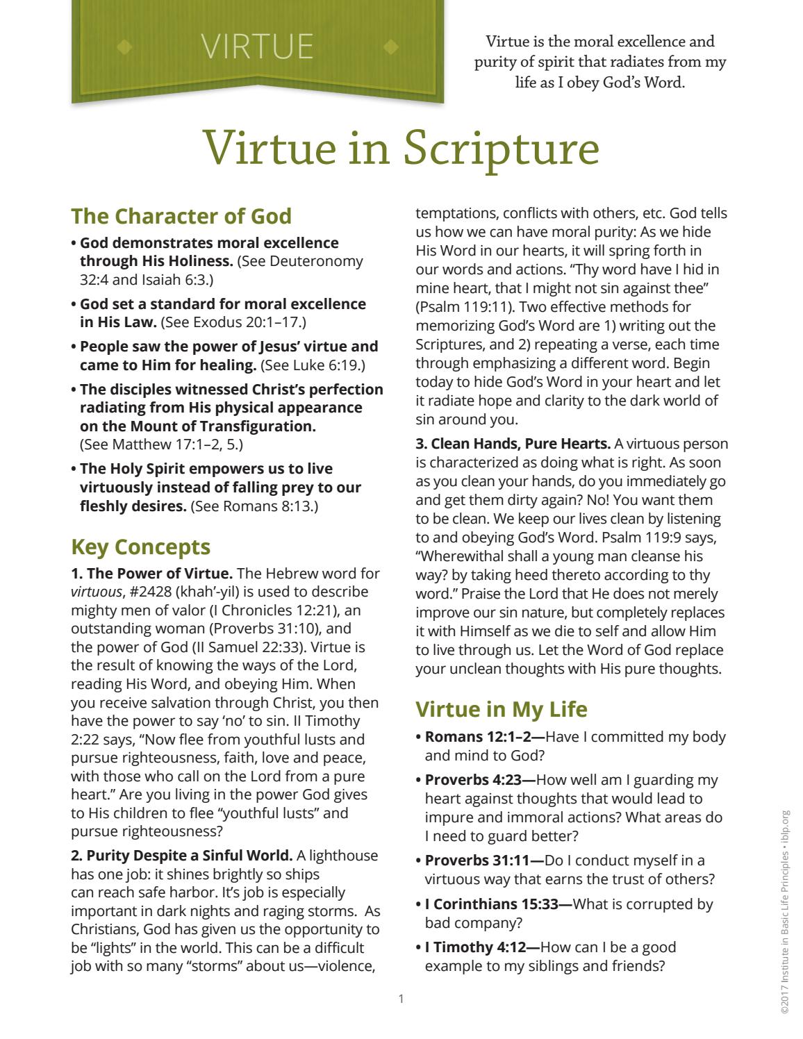 Virtue Biblical Character Curriculum by Institute in Basic Life ...
