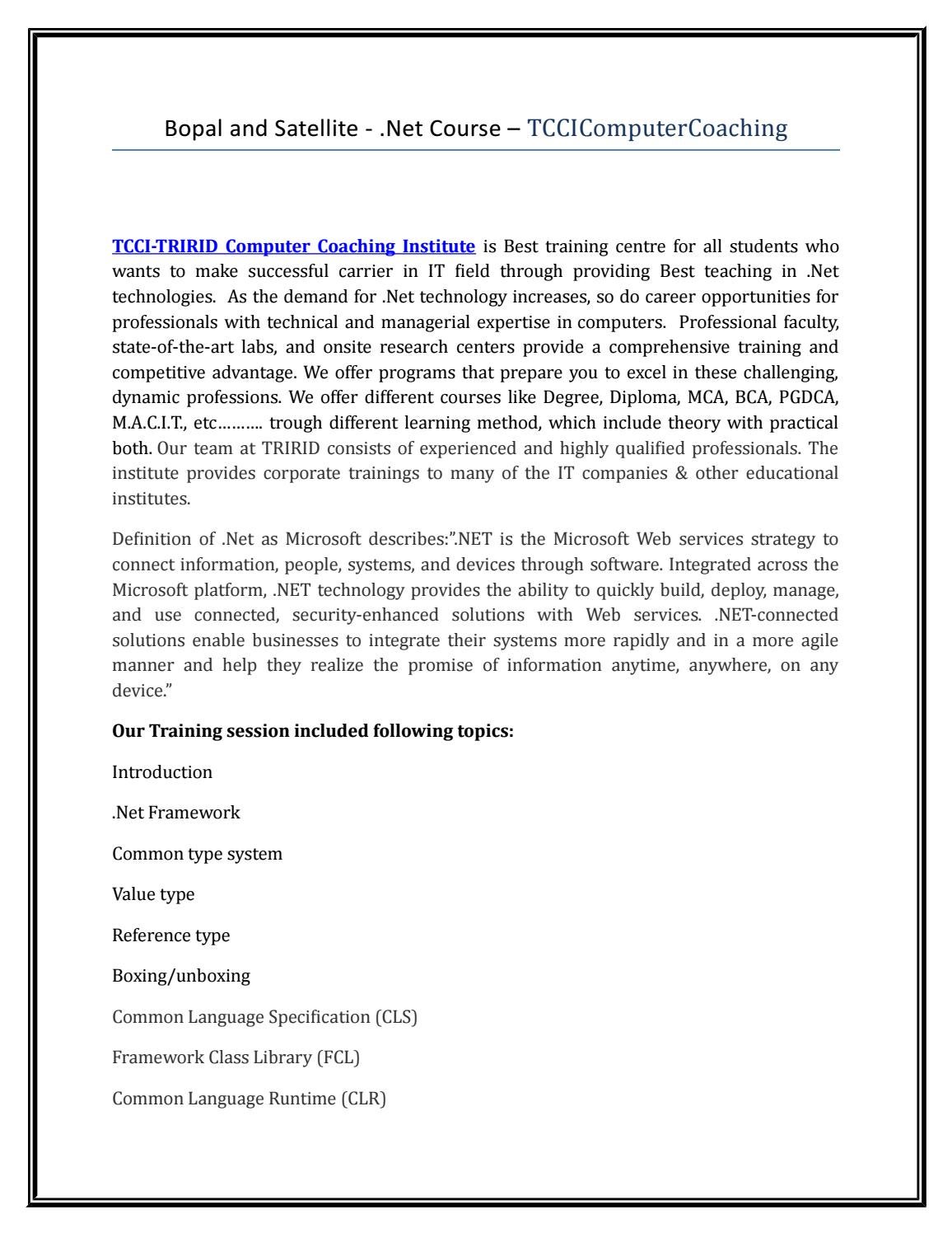 Bopal and satellite net course tccicomputercoaching by Rosario Riley ...