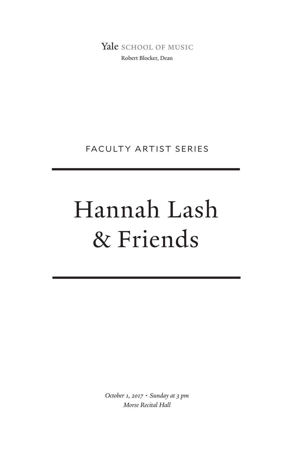 Hannah Lash & Friends, October 1, 2017 by Yale School of Music - Issuu
