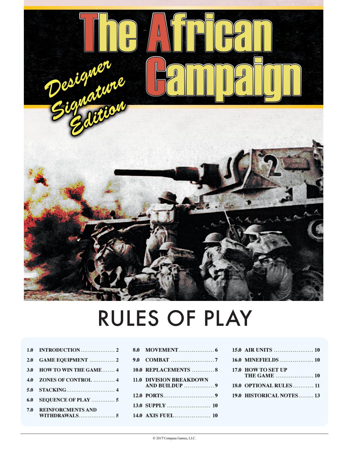 The African Campaign Rules Booklet by consimworld - Issuu