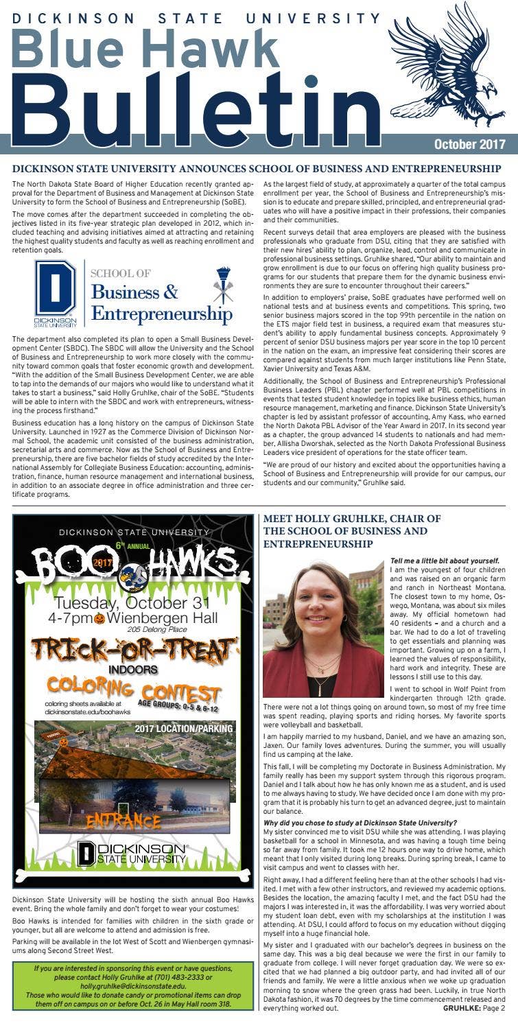 Blue Hawk Bulletin October 2017 by Dickinson State University - Issuu