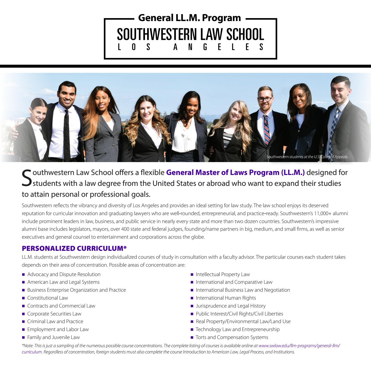 General LL.M. Program Brochure by Southwestern Law School - Issuu