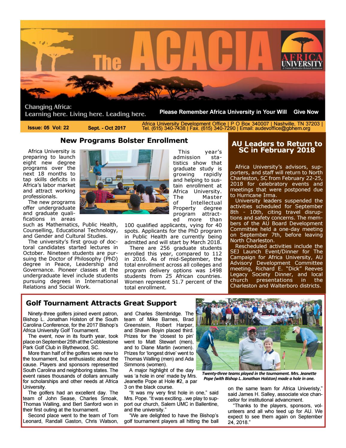 Acacia E-newsletter - Sept.-Oct. 2017 by Africa University Development ...