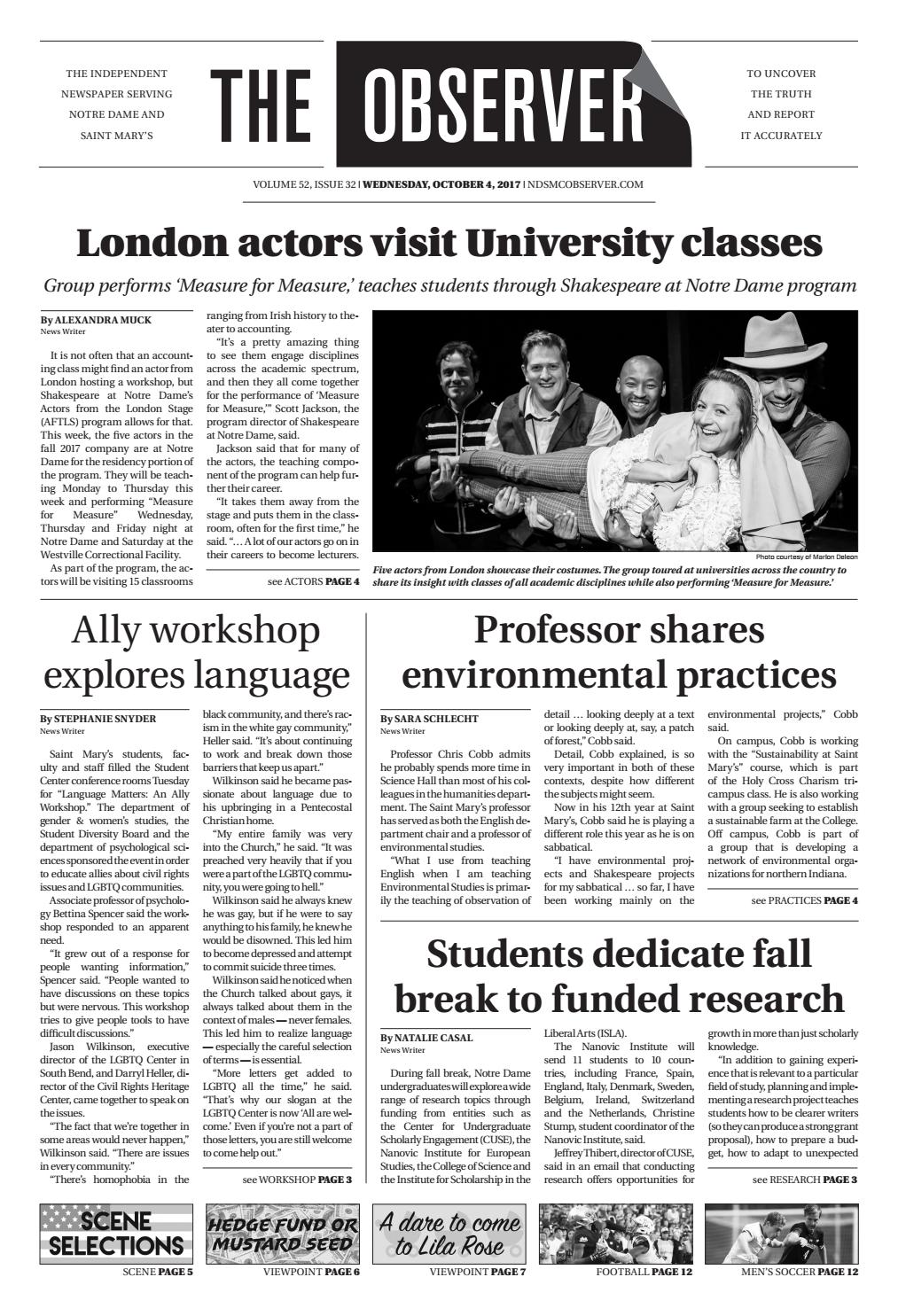 Print Edition of The Observer for Wednesday, October 4, 2017 by The ...