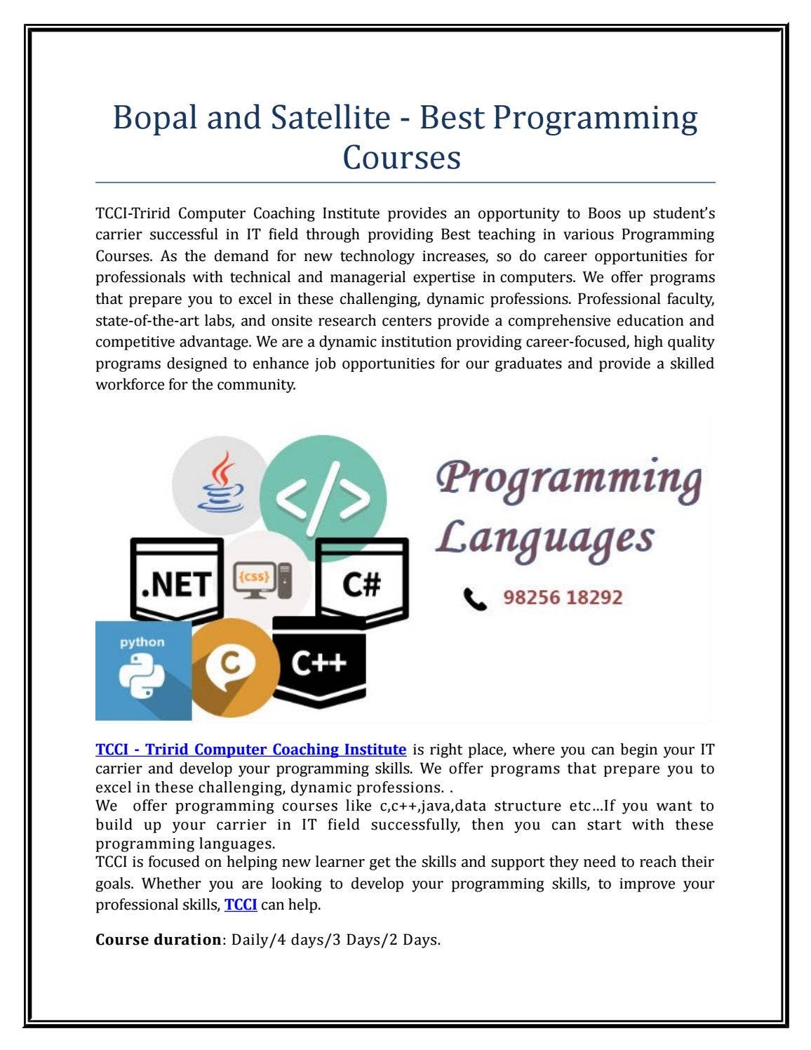 Bopal and satellite best programming courses by Rosario Riley - Issuu