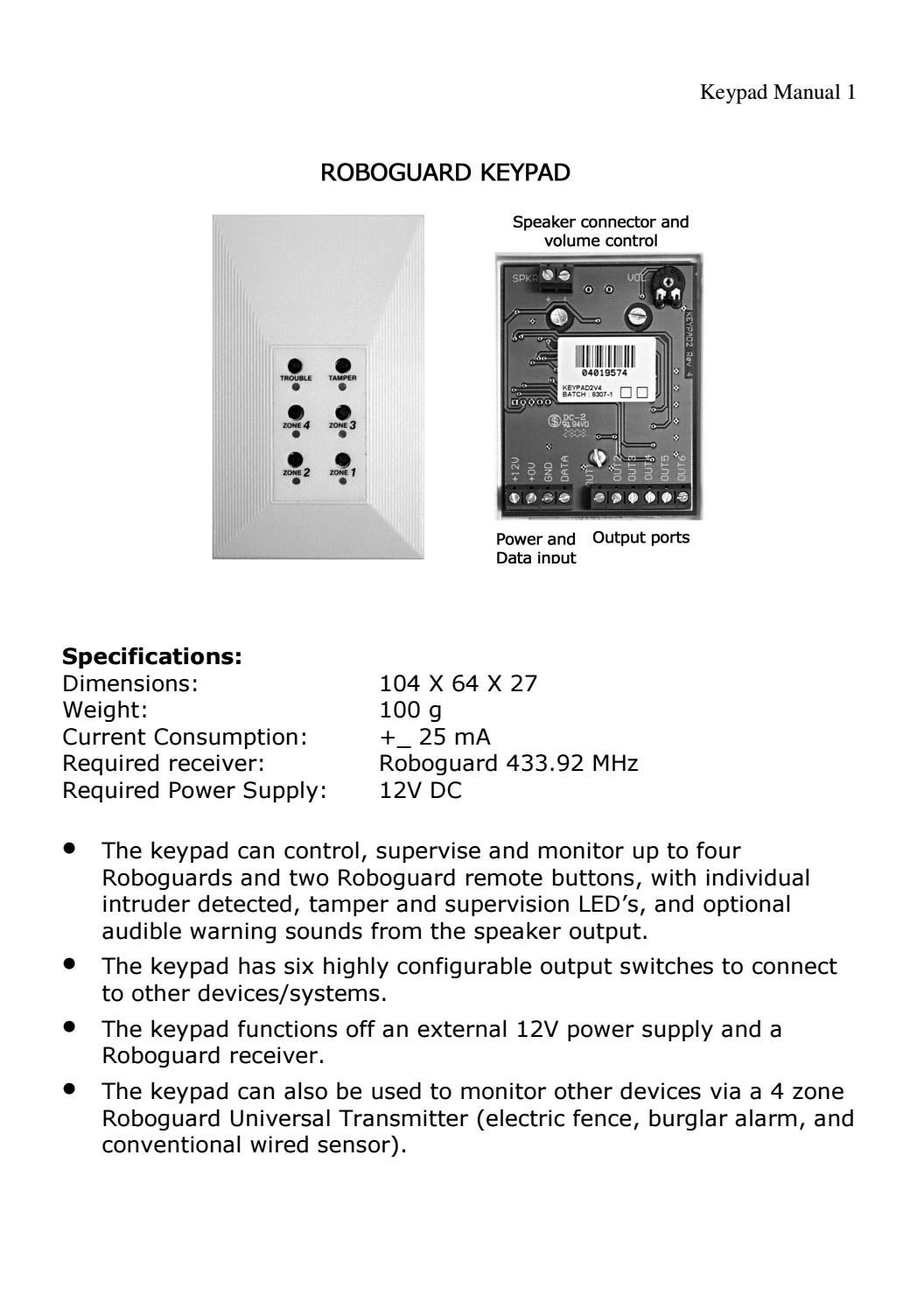 Roboguard Keypad Manual by Ndlovu Fencing - Issuu