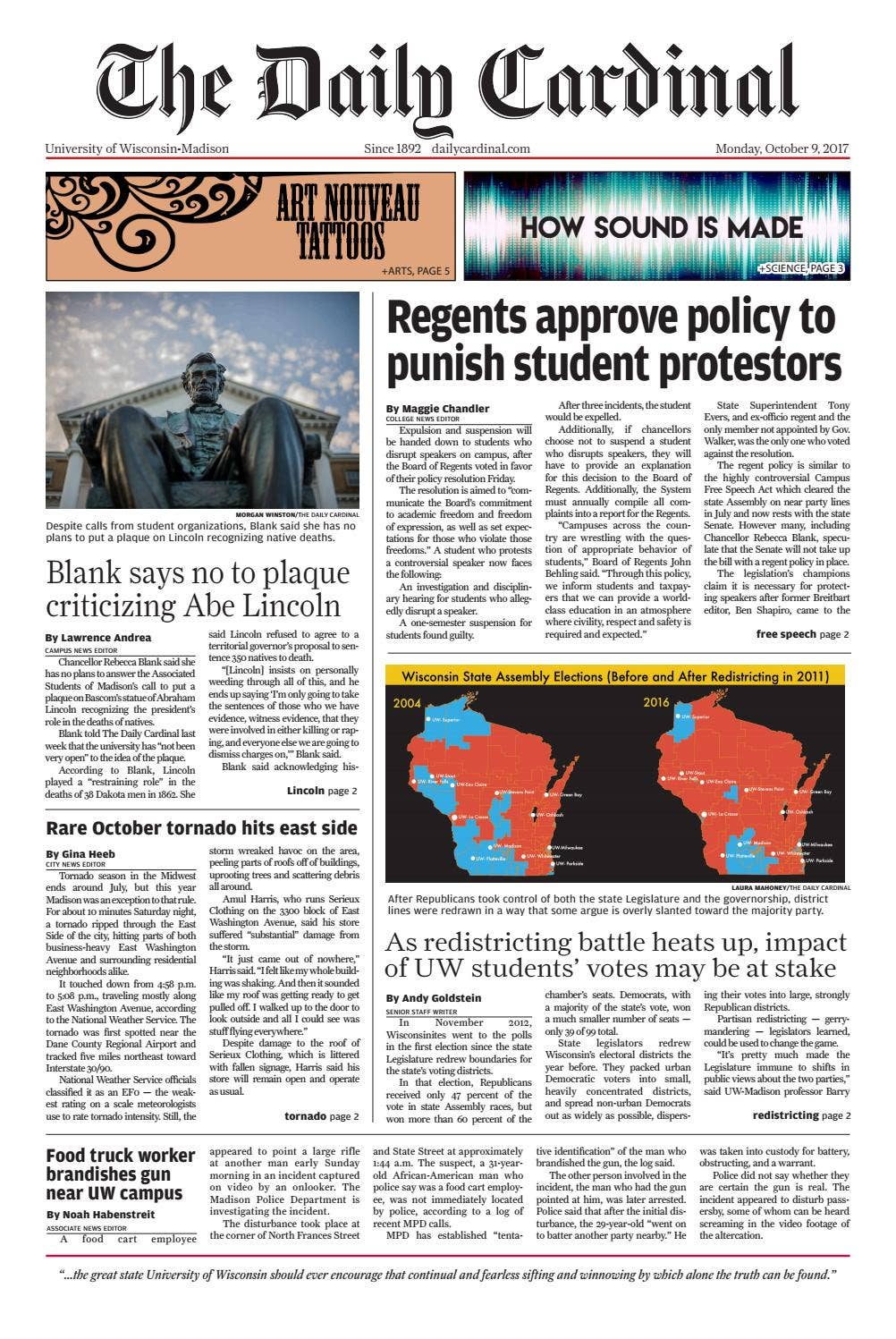 Monday, October 9, 2017 - The Daily Cardinal by The Daily Cardinal - Issuu