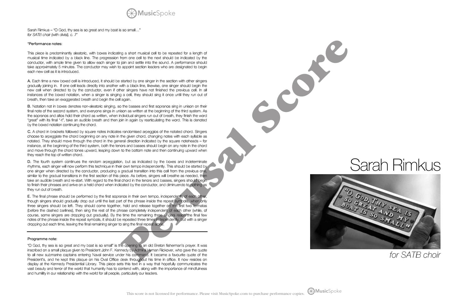 O God Thy Sea is so Great | Sarah Rimkus | MusicSpoke by MusicSpoke - Issuu