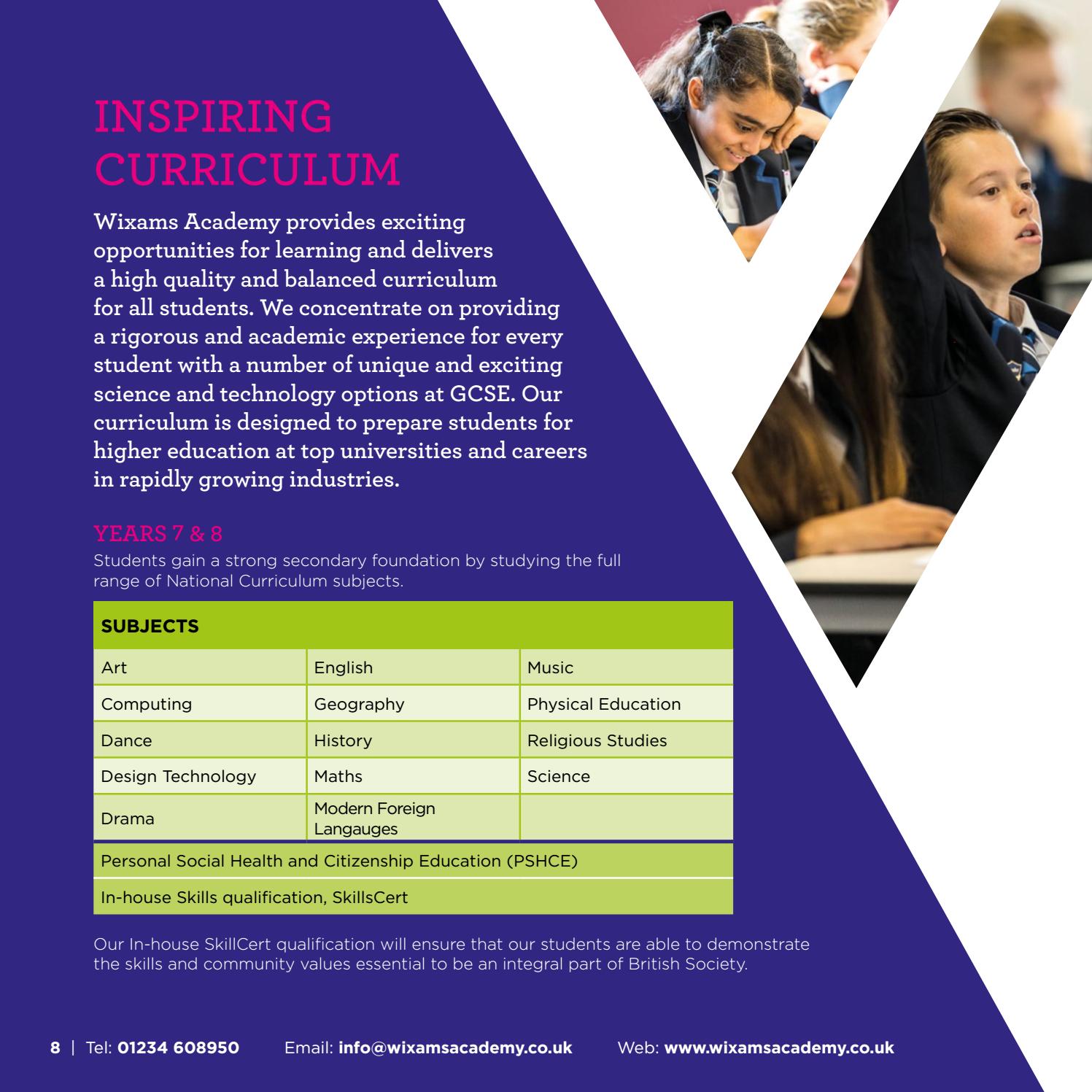 Wixams Academy Prospectus 2017-18 by The Bedford College Group - Issuu