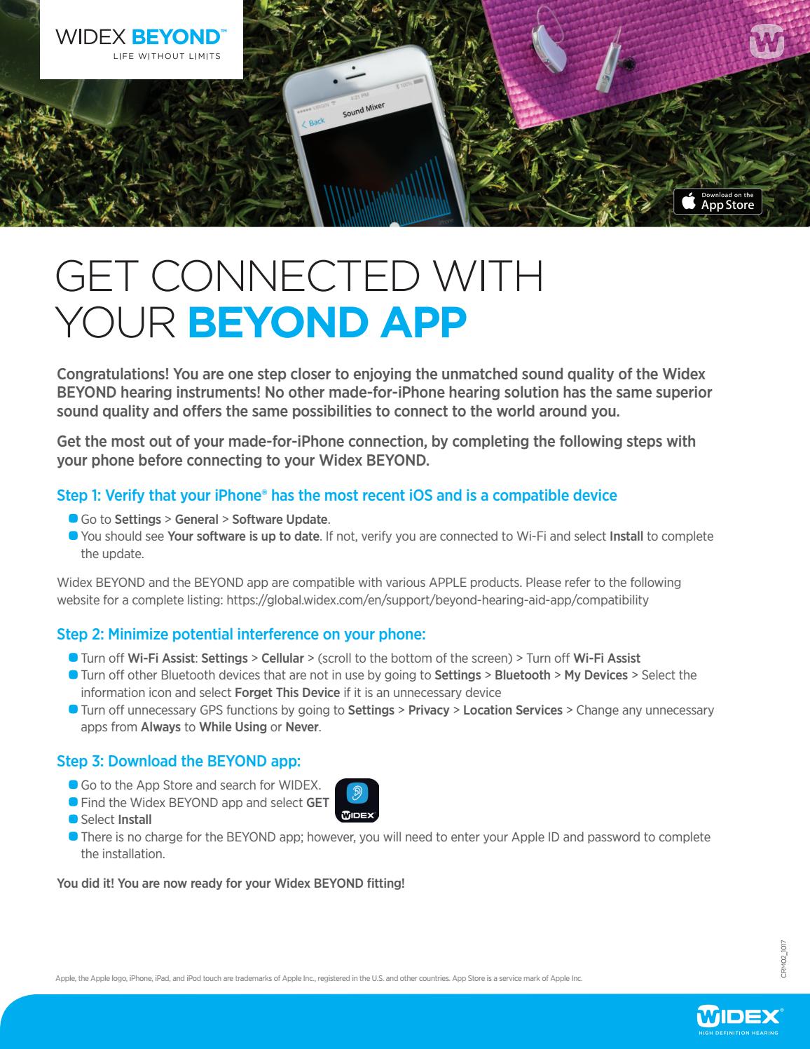 CRM02_0717 BEYOND App Guide for Pre-fitting by Widex USA - Issuu