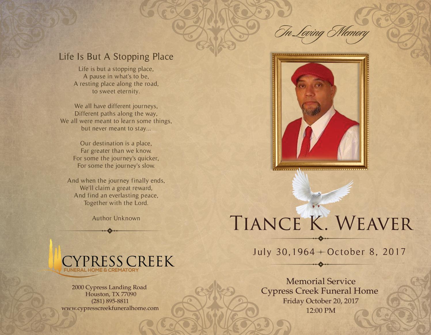 Tiance K. Weaver by Creative Memorial Design - Issuu