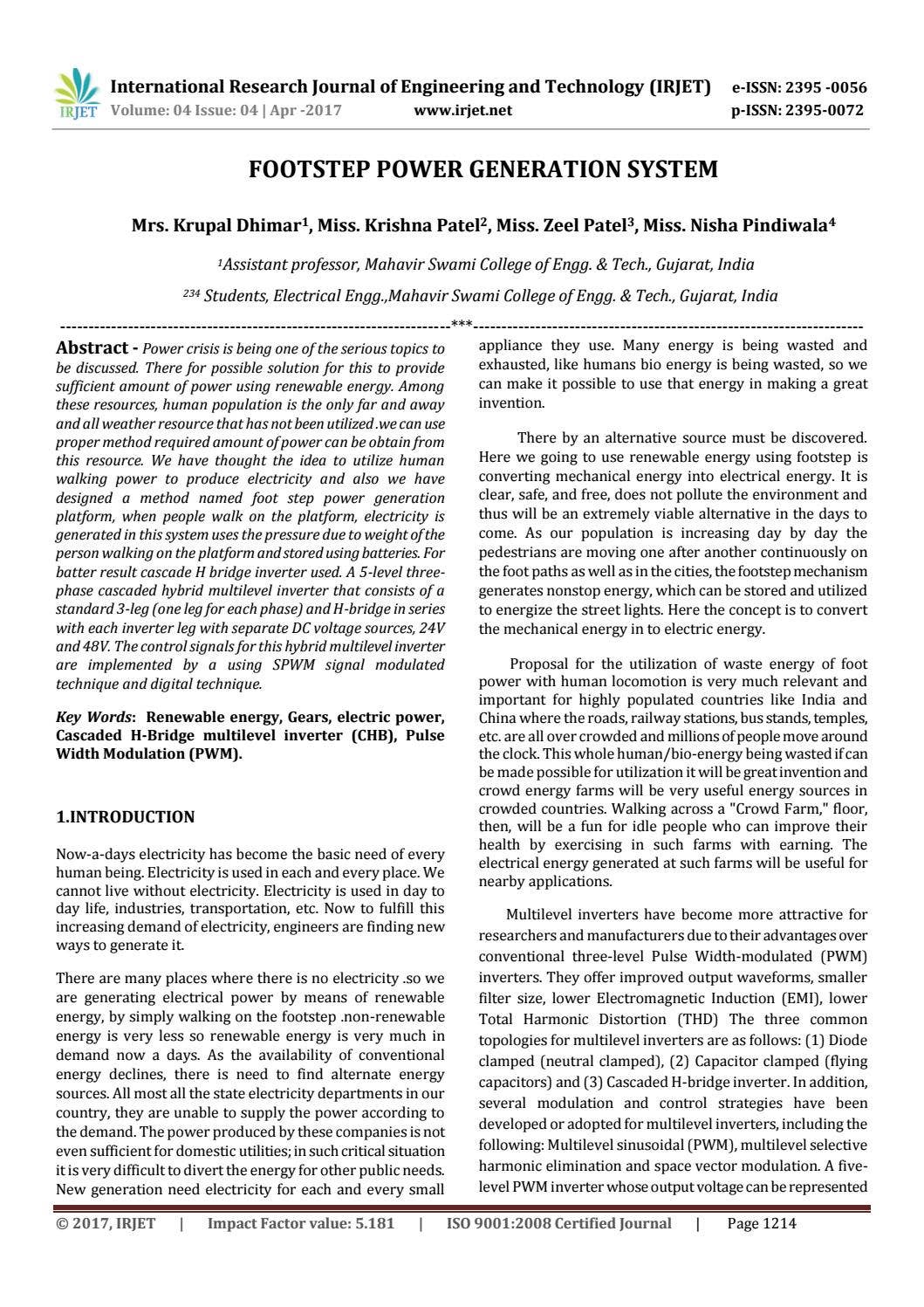 Footstep Power Generation System by IRJET Journal - Issuu